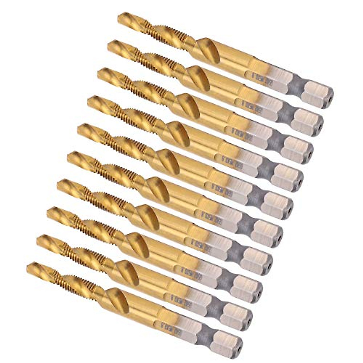 M5 tap, Tap Drill Bits, 4.2 Hex Square Shank High Speed Steel 10Pcs for Drilling Reaming