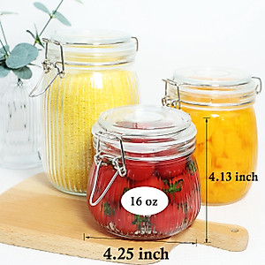 GMCOZY Glass Jar With Airtight Lid 16 Oz-6set Thicken Sealed Food Storage Canister Wide Mouth Mason Storage Jars For Kitchen Pantry Coffee Beans Nuts Baking Goods Tea Spice Cereal Fruits