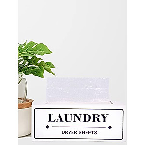 Dryer Sheet Holder Dispenser Container, Space Saving Laundry Room Organization and Storage, Farmhouse Laundry Dryer Sheets Holder for Laundry Room Decor, Fabric Softener Dispenser Laundry Containers for Organizing, White