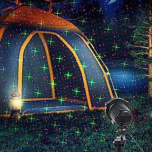 MHAZDZE Outdoor Christmas Laser Light，Red and Green Cross Star and Blue Christmas Laser Lights for Christmas and Holidays and Festive Decorations and Garden Decoration