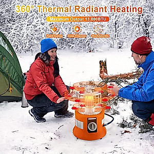 SEEYANG Patio Tent Propane Heater, Portable Propane Tank Top Heater, Camping Gas Heater with 5FT Propane Hose + Pressure Reducing Valve for Outdoor/Indoor Use Ice Fishing Hiking Hunting