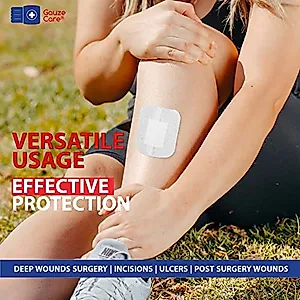 GauzeCare Island Dressing 6x6 (inch) 25 Pcs| Individually Packed Sterile Bordered dressing | 4x4 Non-Stick Pad in Center with Acrylic Adhesive Borders| Water-Resistant Adhesive Pads for Wound Care