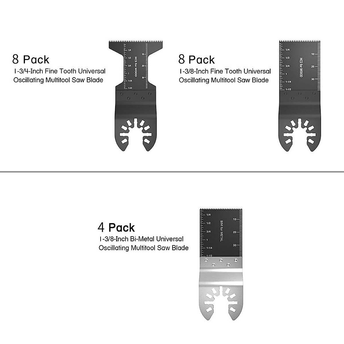 Cherry Juilt 20 Pack Metal Wood Oscillating Multitool Kit Quick Release Saw Blades Multitool Accessories for Wood/Plastic/Soft Metal Cutting Fit Fein Multimaster Porter Cable Black & Decker Bosch Rid