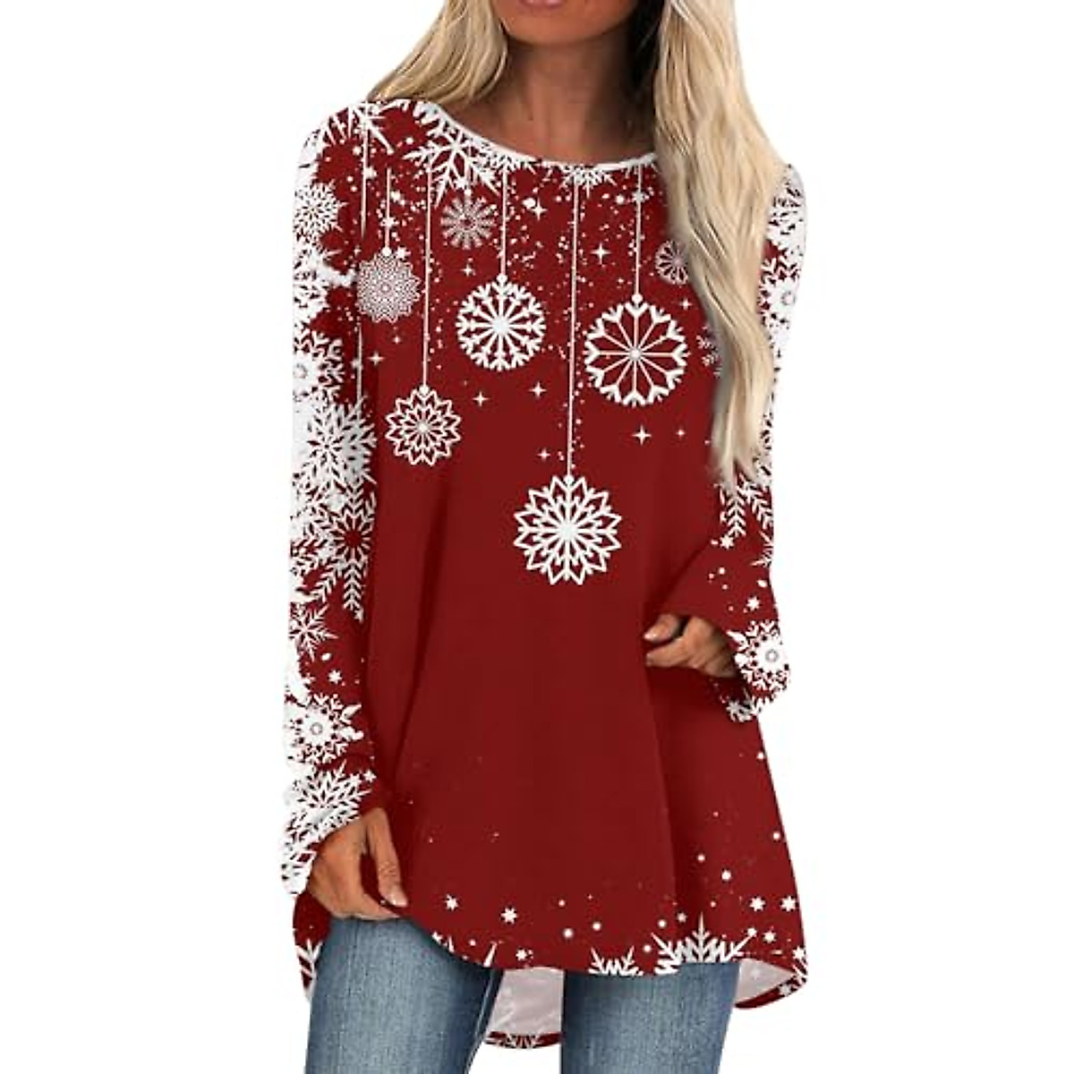 Womens Fall Fashion 2023 Plus Size Fashion Womens Plus Size Clothing Ropa de invierno para Mujer Pink Shirt Plus Size Shirts Bride Sweatshirt Women's Pullover Sweaters（6-Deep Red,3X-Large）