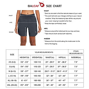 BALEAF Womens' 7" Long Running Athletic Shorts Back Zipper Pocket Workout Gym Shorts Quick Dry High Waist with Liner Black Size M