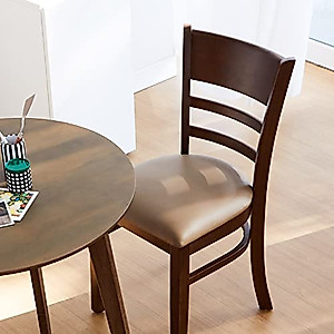 Livinia 3-Piece Dining Table Set, Canberra 28.3" Round Table (Walnut) Cabin Chair (Walnut) Set for Two