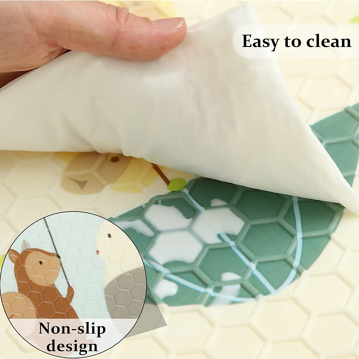 Eanpet Baby Play Mat Folding XPE Thick Foam Playmat Floor Non-Slip Large Foam Reversible Area Rug Waterproof Baby Toddler Play Crawl Mat, Portable Non-Toxic Activity Mat - 5 x 7 FT (Sea)