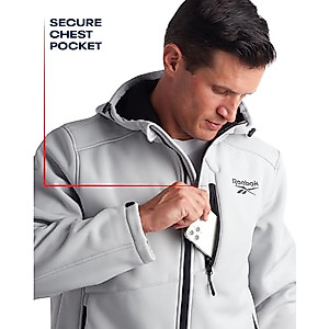 Reebok Men's Jacket - Weather Resistant Fleece Lined Softshell Jacket Coat - Lightweight Casual Coat for Men (M-XXL), Size Medium, Pure Grey