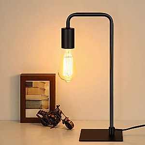 HAITRAL Industrial Desk Lamp - Vintage Style Black Table Lamp for Office, Small Nightstand Lamp for Bedroom, Bedside, Dorm Room