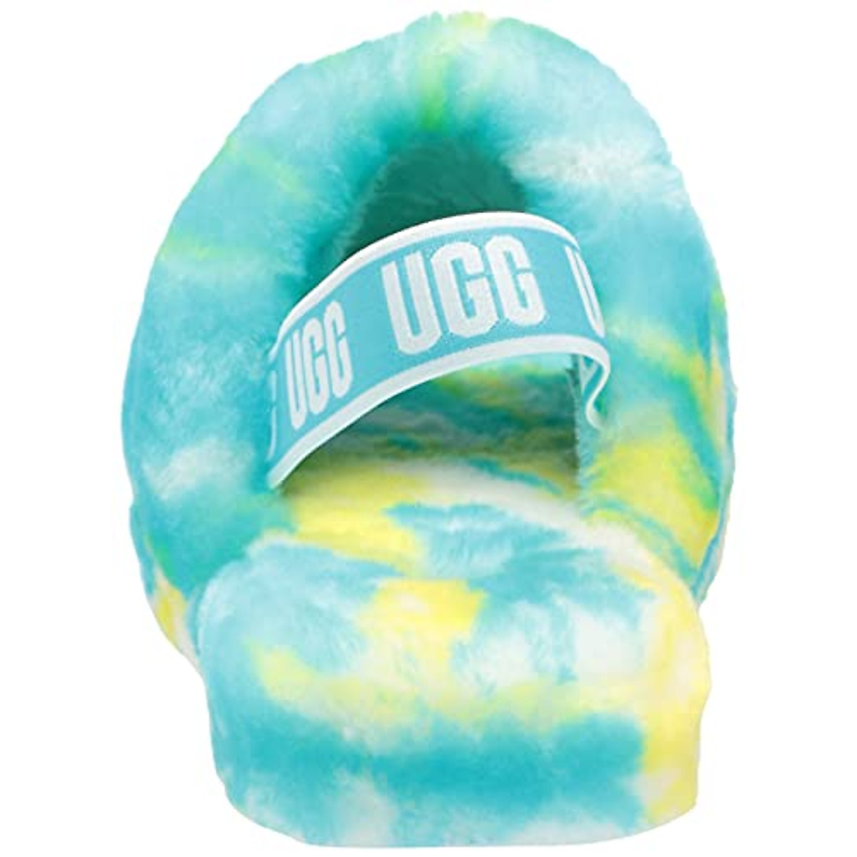 UGG Girls K Fluff Yeah Slide Marble Slipper, Oasis Blue/Sulphur, 6 Big Kid