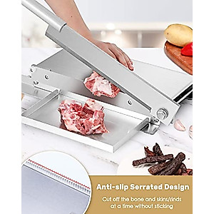 Moongiantgo Manual Meat Bone Cutter Rib Slicer Heavy Duty Chicken Cutting Machine with 16 Inch Knife SUS Bone Chopper for Beef Goat Pig Fish Butcher Commercial Kitchen (KD0298)