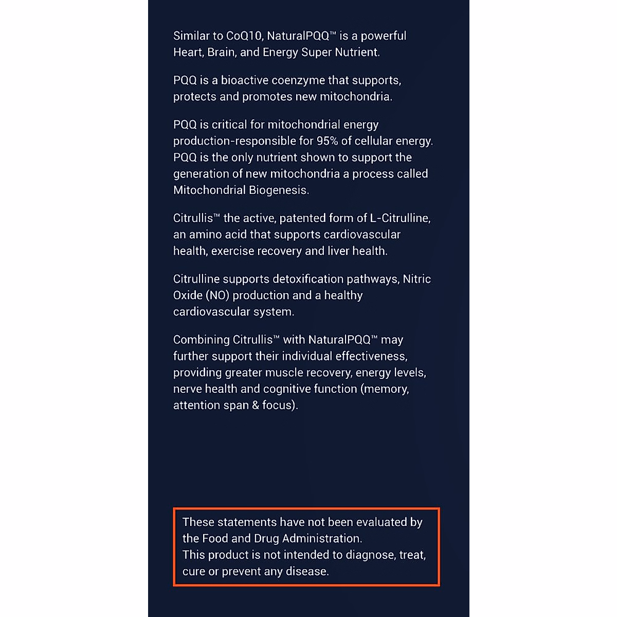 NaturalPQQ - Mitochondrial Energy Nitric Oxide Booster - Citrullis for Extended Energy. 20mg (Pyrroloquinoline Quinone)