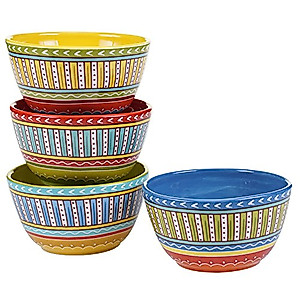 Certified International Valencia Ice Cream Bowls (Set of 4), 6", Multicolor