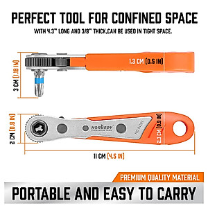 HORUSDY 23-Piece 1/4 Mini Ratchet Offset Screwdriver Bit Set, S2 Steel Right Angle Screwdriver with 90 Degree Mini Offset Reversible Drive Handle& Multi Hex/Phillips/Slotted/Torx Star Bit