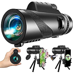 80x100 Monocular-Telescope for Adults High Powered Compact Monoculars with Smartphone Holder & Tripod, BAK4 Prism for Stargazing Hunting Hiking Travel Bird Watching Camping Wildlife Scenery