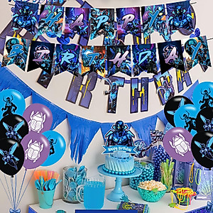 𝓑𝓵𝓾𝓮 𝓑𝓮𝓮𝓽𝓵𝓮 Birthday Party Decorations,𝓑𝓵𝓾𝓮 𝓑𝓮𝓮𝓽𝓵𝓮 Party Supply Set for Kids with 1 Happy Birthday Banner Garland , 13 Cupcake Toppers,18 Balloons for 𝓑𝓵𝓾𝓮 𝓑𝓮𝓮𝓽𝓵𝓮 Party Supplies