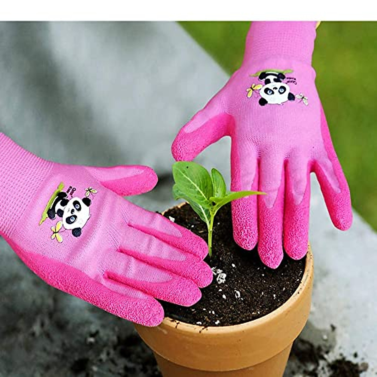 QEAR 1 Pair Kids 3-6 Years Girl Pink Garden Work Gloves,Knitted Liner,and Latex Rubber Palm Coated for Water/Dirty Resistance (3-6 Years Pink XXXS)