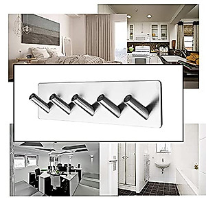 Stainless Steel Wall Mounted Hooks Rail Heavy Duty Metal Hanger Rack for Hanging Coats, Towels, Keys