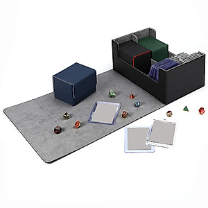 Yexiya Deck Card Storage for 72 Magnetic Card, 2 Rows Deck Trading Cards Box Holding Compatible with TCG Loader MTG Storage Boxes for Play Cards(Outer Black, Inner Gray)