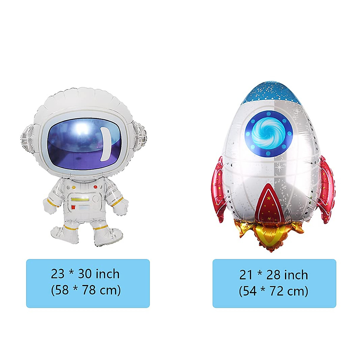 Aabellay Astronaut Balloons Rocket Foil Balloons Outer Space Theme Birthday Party Decorations Supplies Big Foil Mylar Number Helium Global for Boy Party Decor Favors - Blue 8