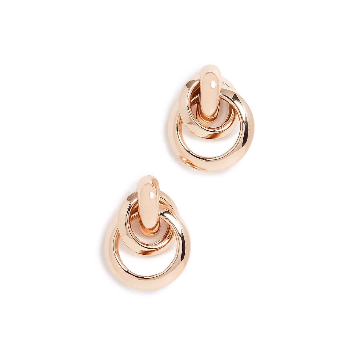 Kenneth Jay Lane Polished Gold Doorknocker Pierced Earrings