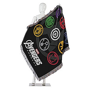 Marvel Avengers Endgame, "Symbols", Woven Tapestry Throw Blanket, 48" x 60", Multi-Color