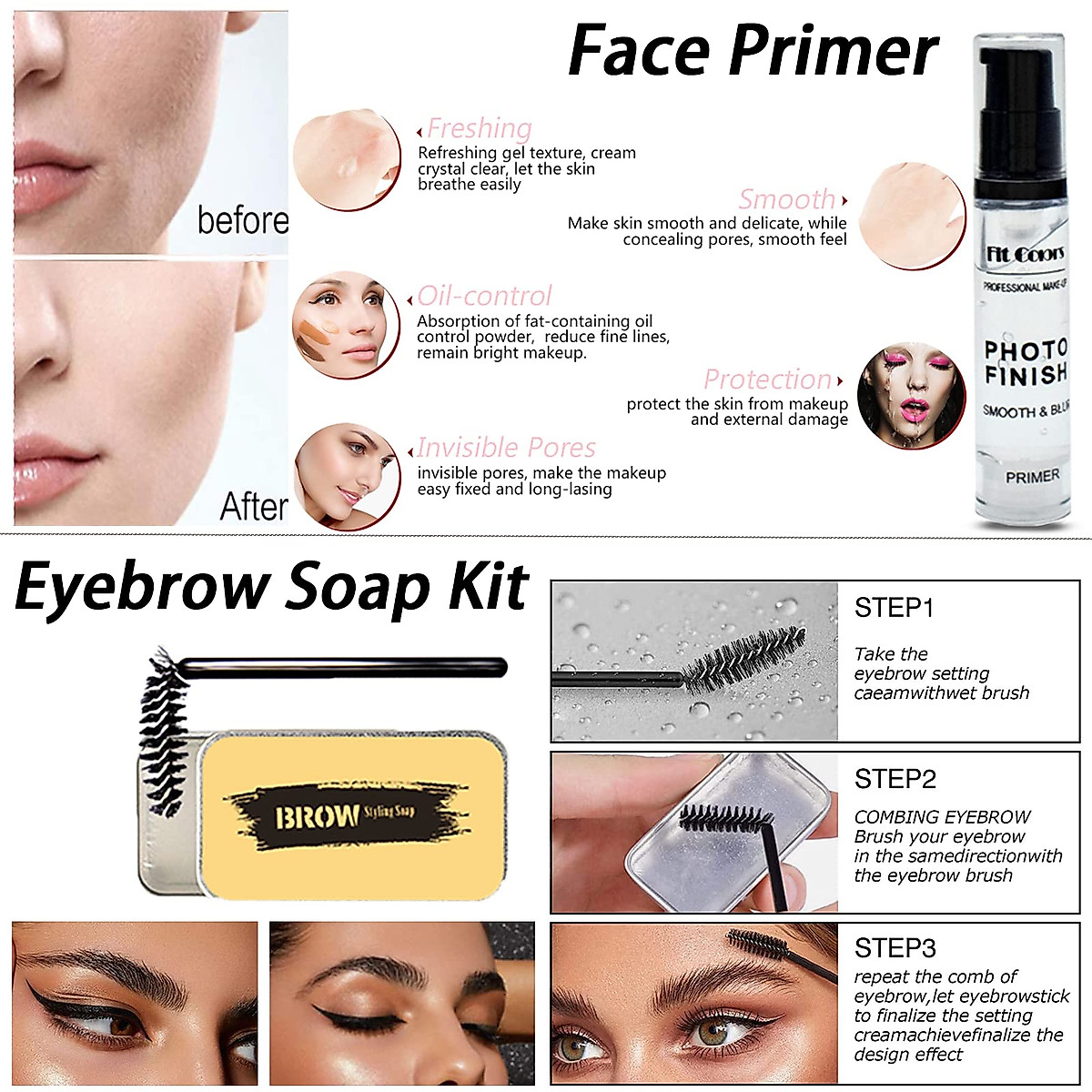 All in One Makeup Kit for Women Full Kit, 12 Colors Eyeshadow, Foundation & Primer, Lipsticks, Eyeliner, Mascara, Contour Stick, Brow Soap, Makeup Brush & Sponge, Make Up Gift Set for Women, Teens