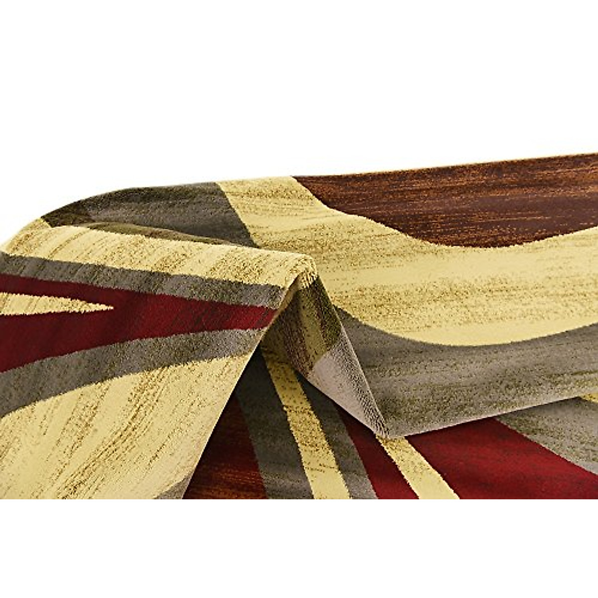Unique Loom Barista Collection Modern, Abstract, Waves, Urban, Rustic, Warm Colors Area Rug, 8 ft x 10 ft, Beige/Burgundy