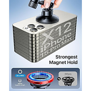 andobil Magnetic Phone Holder for Car [20 Upgraded Strong Magnets & Never Blocking Vent] for MagSafe Car Mount, 360° Rotate-Freely, Car Phone Mount Fit for iPhone 15 14 13 12 Pro Max Samsung S24 S23
