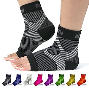 Foot & Ankle Brace Socks - Plantar Fasciitis Relief Neuropathy Socks, Arch Support for Women & Men, Ankle Compression Sleeve for Heel Spurs, Tendonitis, Ankle Wrap for Sprained Ankle Black S-M