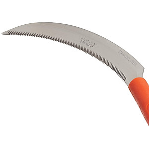 Zenport K208P Harvest Sickle with Plastic Handle, Light Serration, 6.5-Inch Stainless Steel Blade , Orange