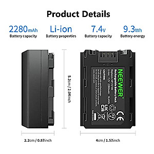Neewer Battery Pack Replacement for Sony NP-FZ100, Compatible with Sony ZV-E1, FX3, FX30, A1, A9 II, A9, A7R IV, A7R V, A7S III, A7 III, A7 IV, A6600, A7C Cameras, 2280mAh Rechargeable Li-ion Battery
