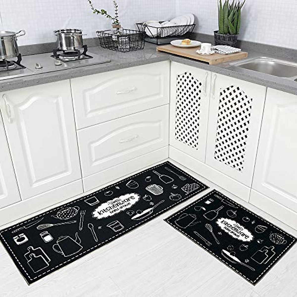 Carvapet 2 Piec Non-Slip Kitchen Rug TPR Non-Skid Backing Mat for Doorway Bathroom Runner Rug Set, he buyer opted out from receiving this message, for more details click here. Design (17"x48"+17"x24")