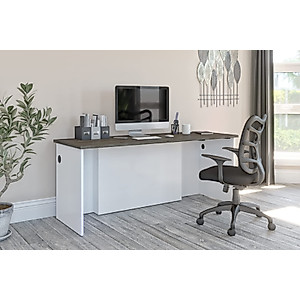 Bestar Norma 71W Desk Shell in Walnut Grey & White