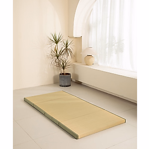 MustMat Thick Tatami Mat Twin XL Floor Mattress Japanese Tatami Bed with Storage Bag 39 x 80 x 2 in (Green)