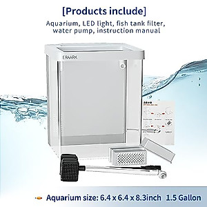 ERAARK 1.5 Gallon Betta Fish Tank self Cleaning, Smart Aquarium kit Supports Bluetooth, Fish Tank with Filter LED Light, Water Pump, Fish Tank Starter Kits, Fish Bowl