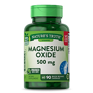 Magnesium Oxide 500mg Capsules | 90 Count | Non-GMO & Gluten Free High Strength Supplement | by Nature's Truth