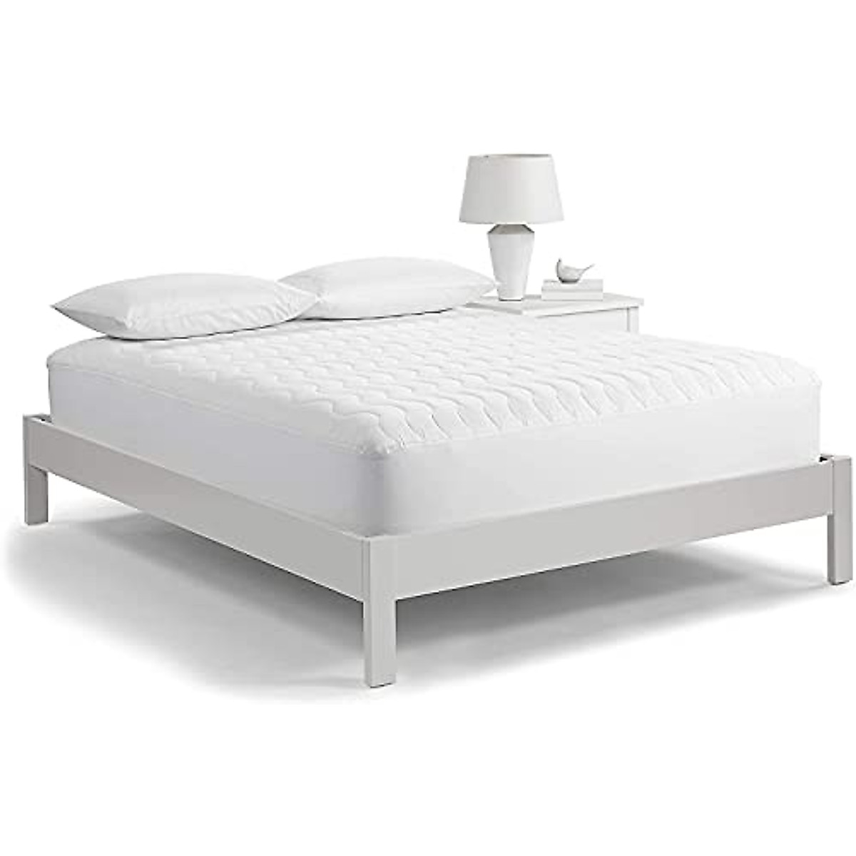 Serta Air Dry Basic Microfiber Fill Cooling Fitted Mattress Pad Cover, King, White