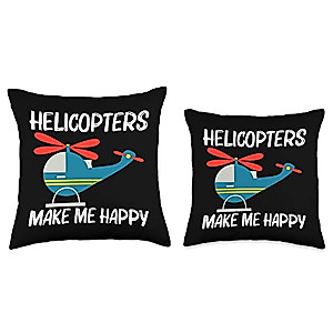 Funny Helicopter Gift Helicopter Pilot Accessories Cool Helicopter Design for Men Women Aircraft Aviation Pilot Throw Pillow, 18x18, Multicolor