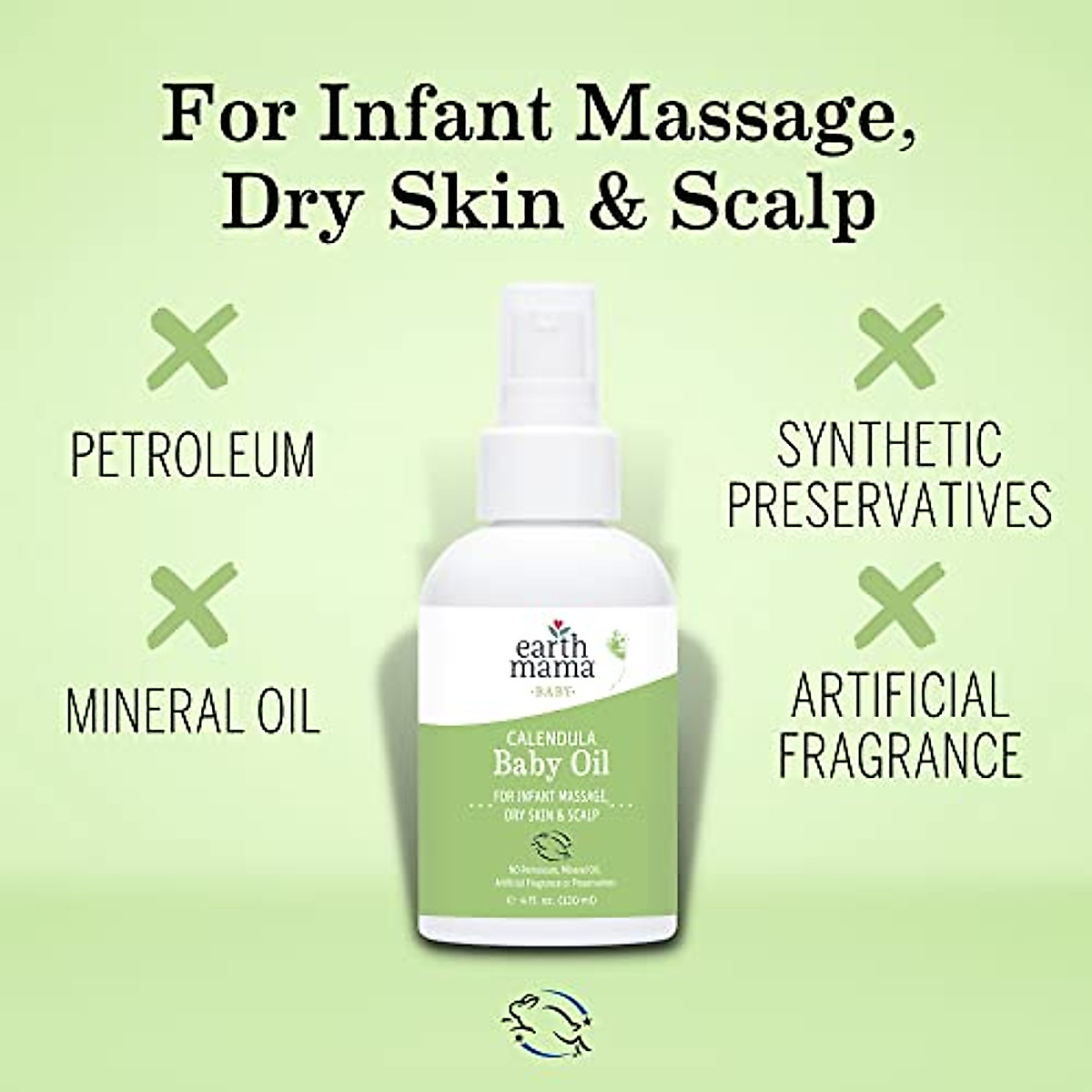 Earth Mama Calendula Baby Oil | Massage Oil for Newborn Skin Care, Dry Skin & Scalp Moisturizer, Fragrance Free, 4-Fluid Ounce