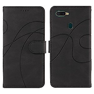 ZIRIA Smartphone Flip Cases Compatible with Oppo A7 Card Holder Detachable Bracelet Flip Phone Case Multifunctional Case Compatible with Oppo A7 Case (Color : Svart)
