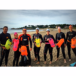 New Wave Swim Buoy - Swim Safety Float and Drybag for Open Water Swimmers, Triathletes, Kayakers and Snorkelers, Highly Visible Buoy Float for Safe Swim Training (Orange-PVC Large-20 Liter)