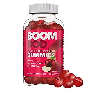 Boombod Apple Cider Vinegar Gummies (60 Count) – ACV Gummies for Weight Management, Digestion Support, Gut Health, Energy Levels – Non-GMO, Vegan Gummies with Vitamin B6, Vitamin B9, Vitamin B12