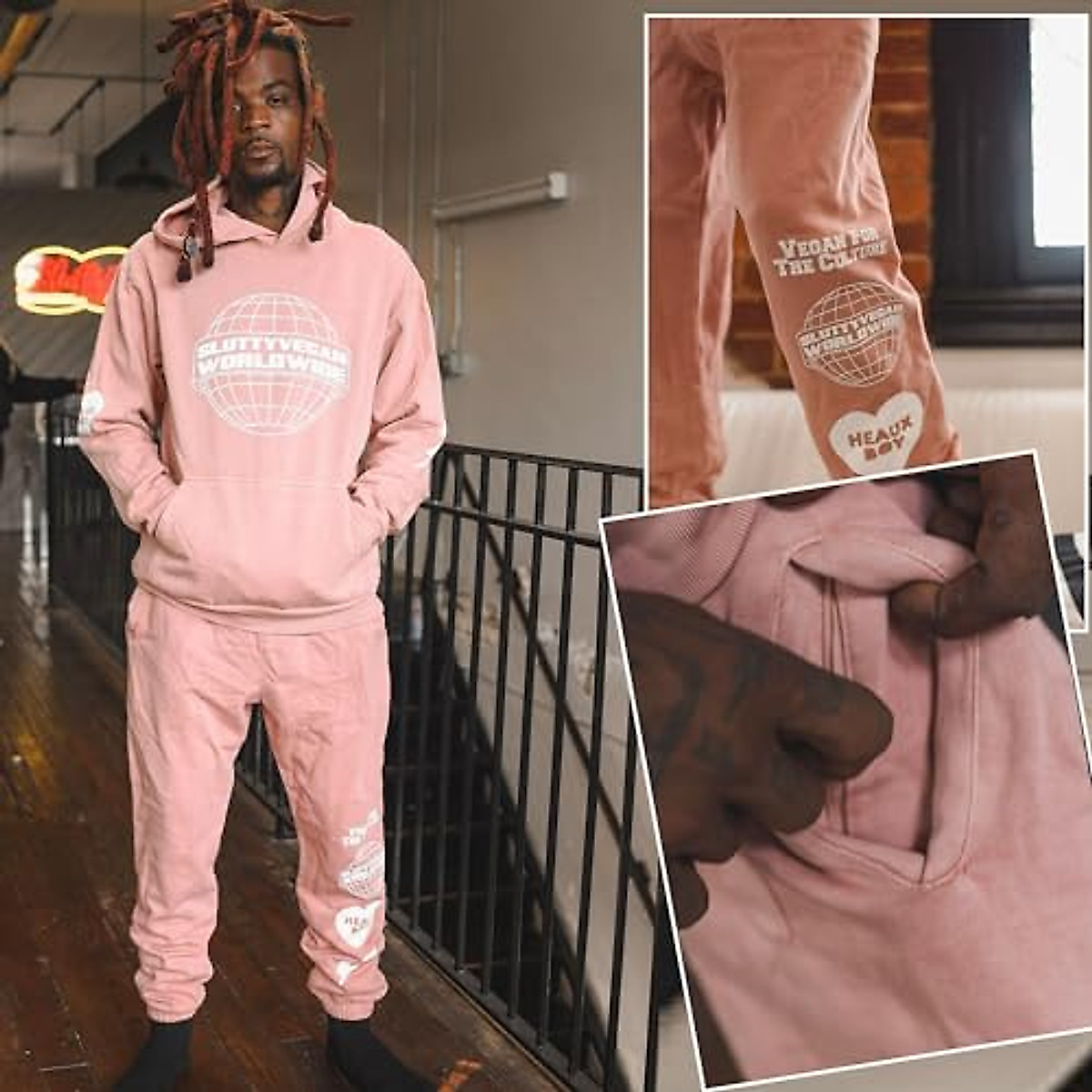 Slutty Vegan Worldwide Slut Sweatpants, Lightweight Unisex Joggers with Pocket, Fleece Sweatpants High Waisted Joggers Pants, (US, Alpha, Medium, Regular, Regular) Black