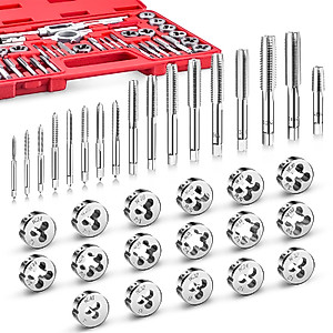 EFFICERE 40-Piece Premium Tap and Die Set, SAE Unified Screw Thread, Size #4 to 1/2” | Include UNC Coarse, UNF Fine and NPT Threads | Essential Threading Tool Kit with Complete Handles and Accessories