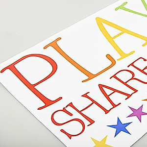 Playroom Wall Decor Kids Playroom Wall Decals Share Imagine Laugh DIY Wall Stickers for Nursery Playroom Decoration (Crazy Orange)