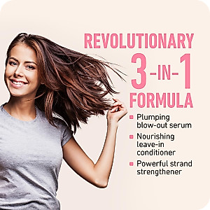 Boldify Natural 3-in-1 Hair Volumizer for Fine Hair - Instant Plumping Serum, Leave-In Conditioner & Blow Dryer Treatment - 8oz