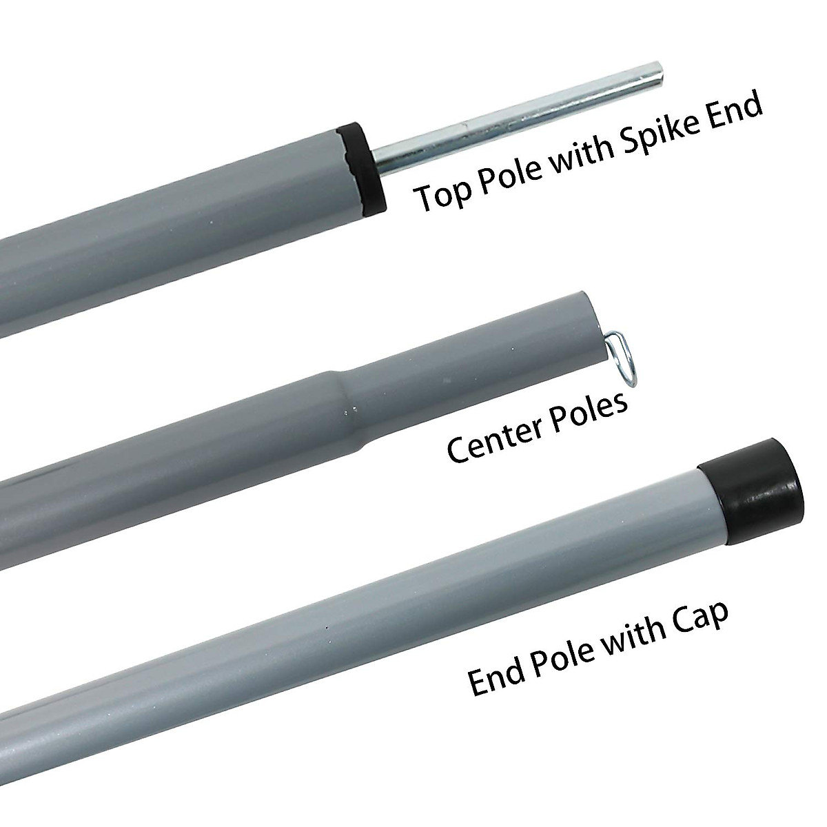 Sutekus Steel Rod Tent Pole Replacement Accessorie 2pc/Set Adjustable Bars (Black)