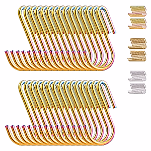 Evanda Rainbow Hooks for Hanging Pack of 30, Heavy Duty Stainless Steel Titainium Plating Metal Mutil Purpose Hanger for Kitchen Pans, Pots, Utensils Tooks, Cups, Mugs, Clothes, Bags, Towels, Plants