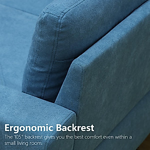 SIENWIEY Velvet Convertible Sectional Sofa，Fabric Combination Sectional Couch L Shaped Sofa 4 Pieces for Living Room Furniture Apartment Living Room,Blue